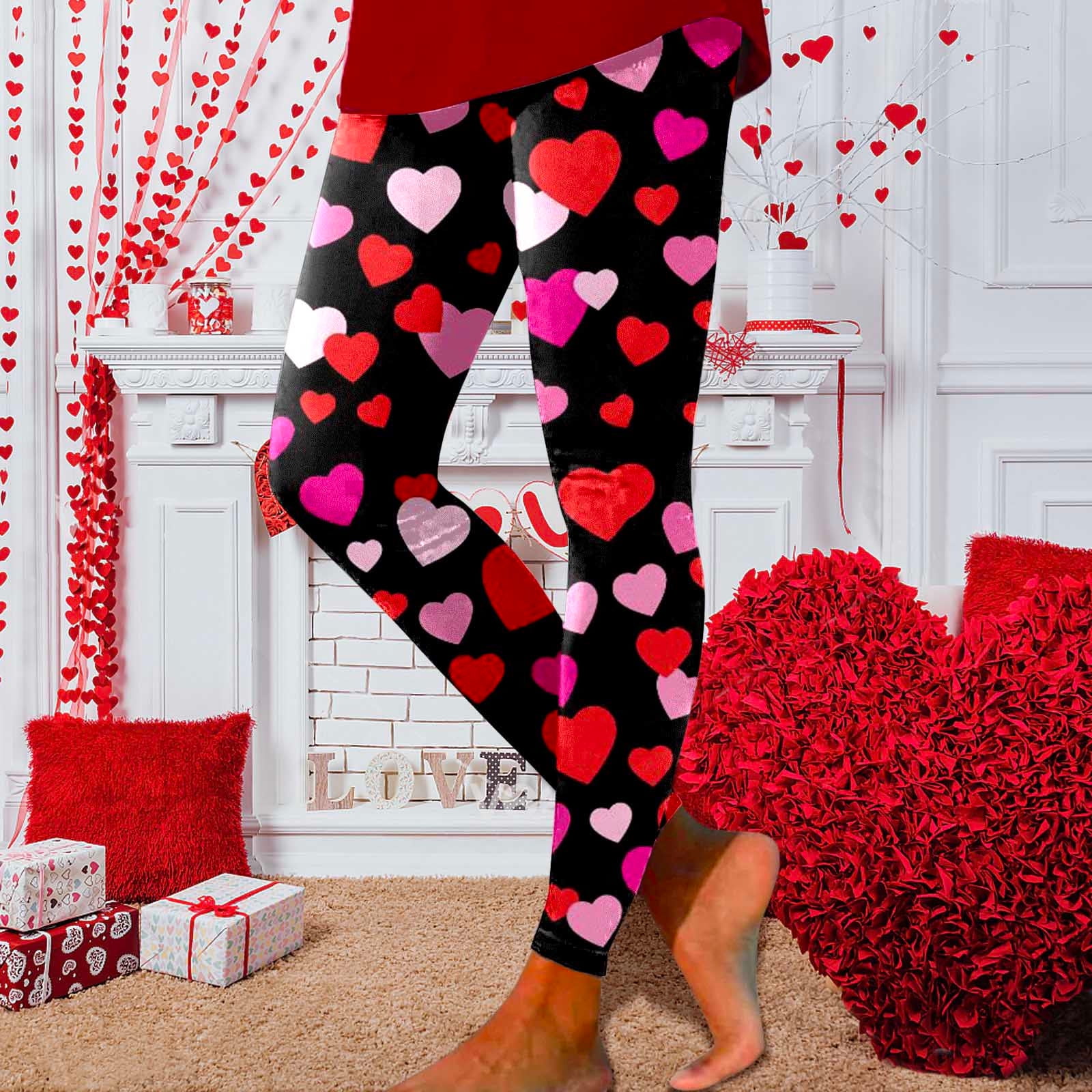 Warm Leggings For Women Valentine Heart Graphics Stretchy Base Layer ...