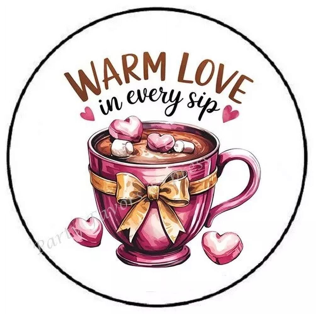 Warm Love In Every Sip Valentine Sticker Party Favors Sticker Envelope ...