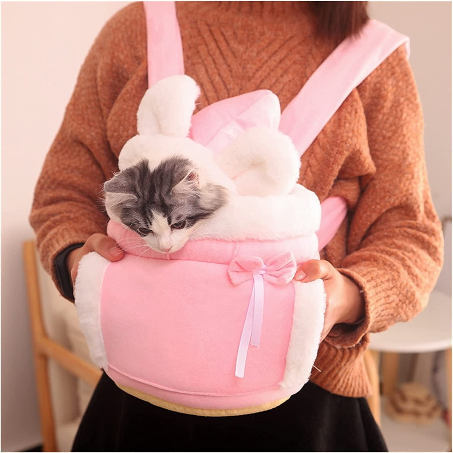 Warm Pet Carrier Bag Small Cat Dogs Backpack Winter Plush Pets Cage for ...