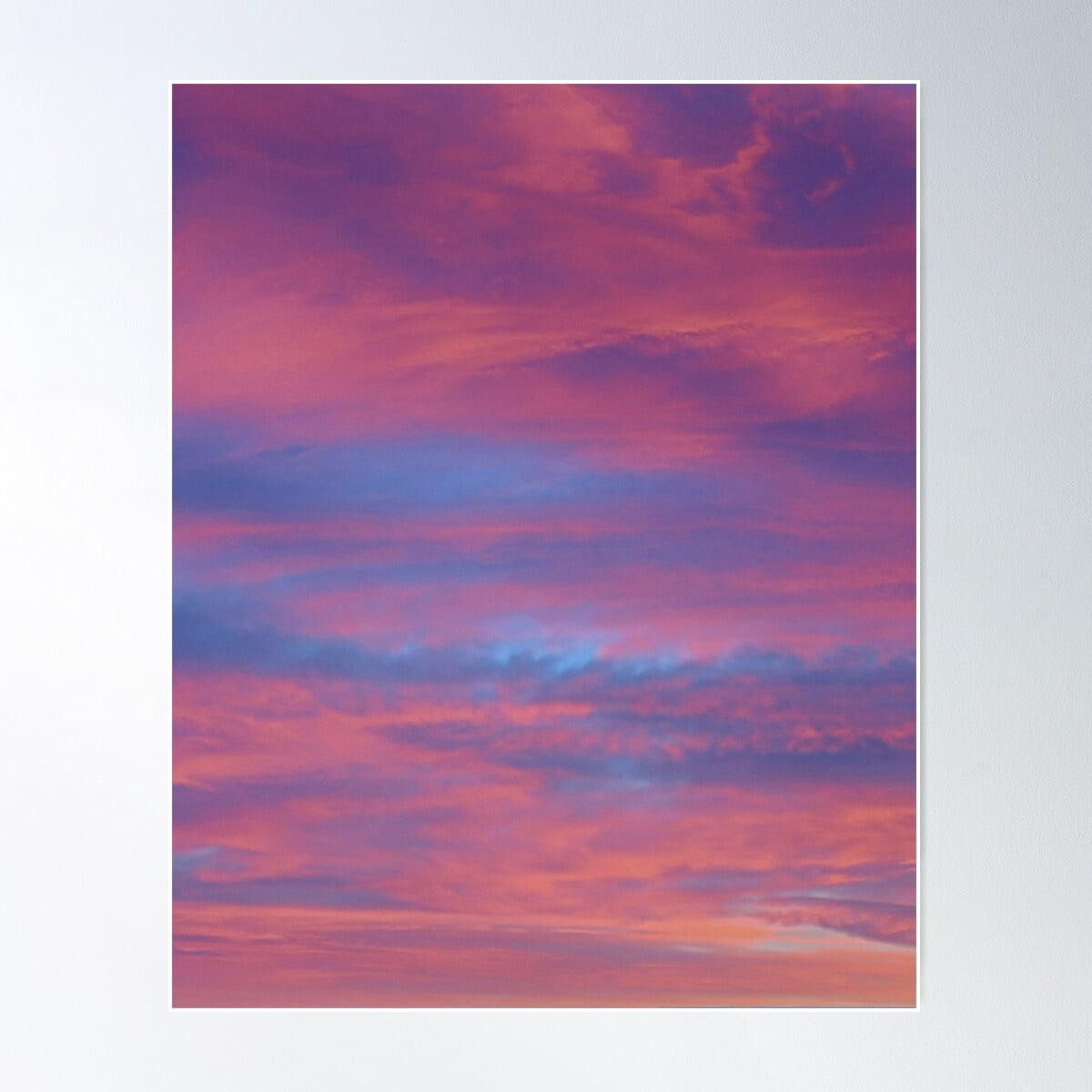Warm Pink And Blue Cotton Candy Pastel Summer Sunset With Purple And ...