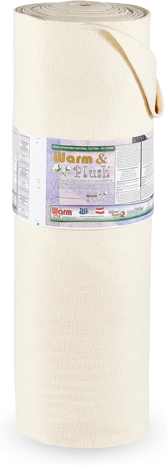 Warm & Plush Cotton Batting – 22" x 20 Yard Bolt, Extra Loft 100% ...