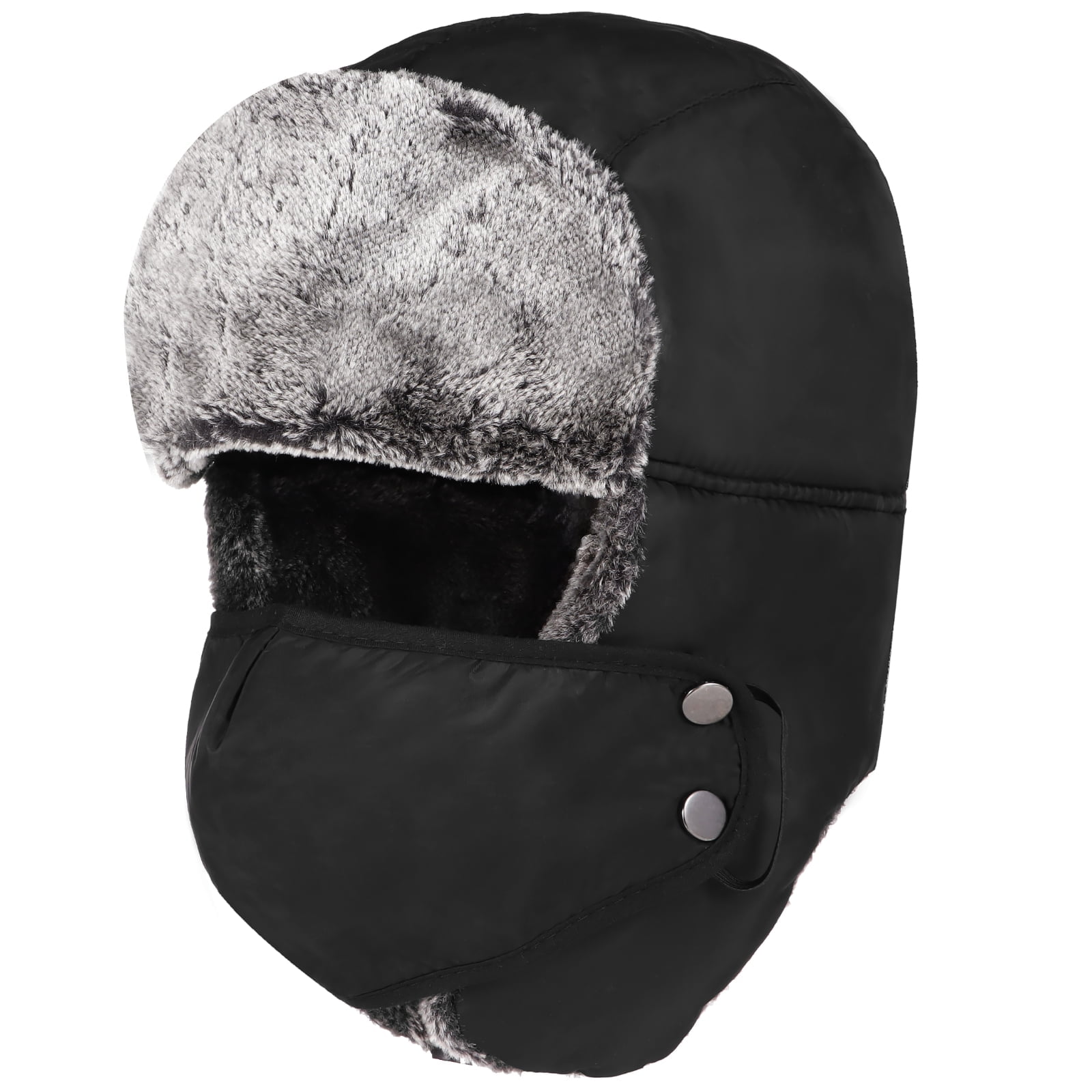 Warm Russian Trooper Hat with Windproof Mask, Trapper Winter Skiing Cap ...