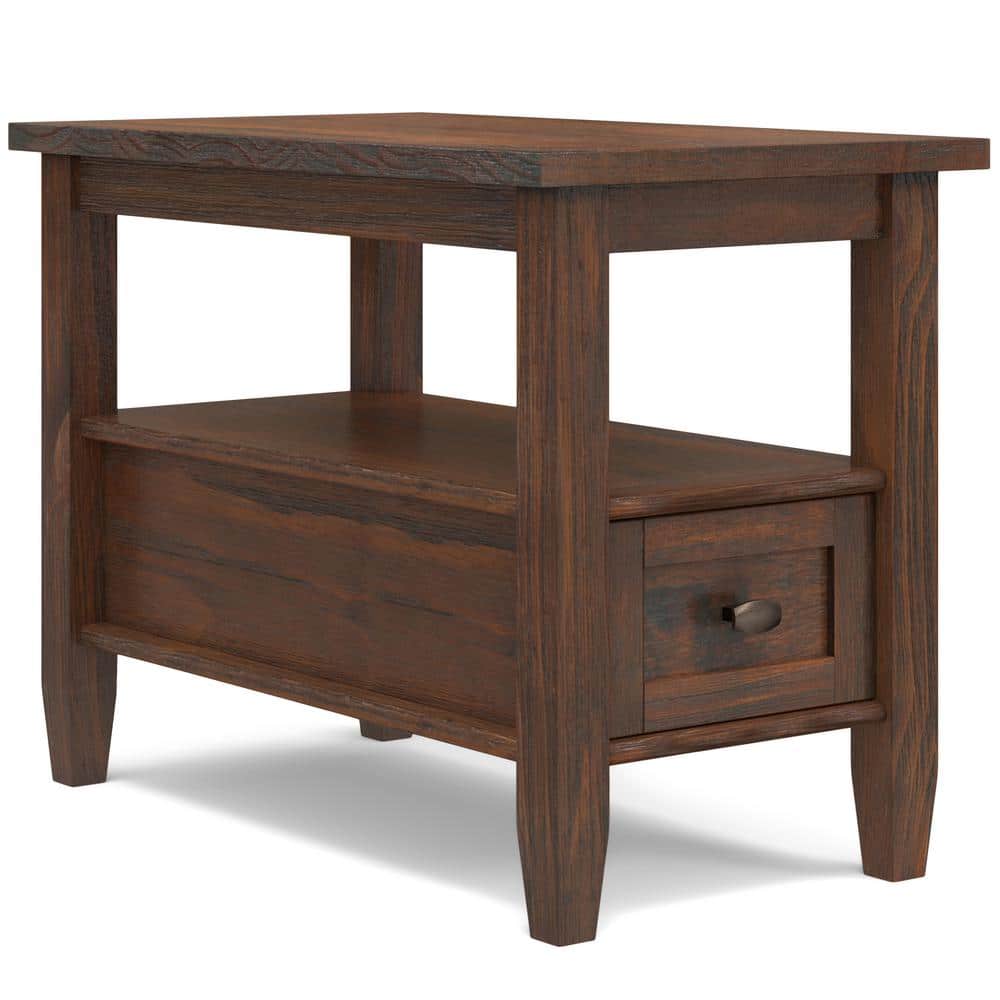 Warm Shaker 14 in. W Distressed Charcoal Brown Narrow Side Table ...