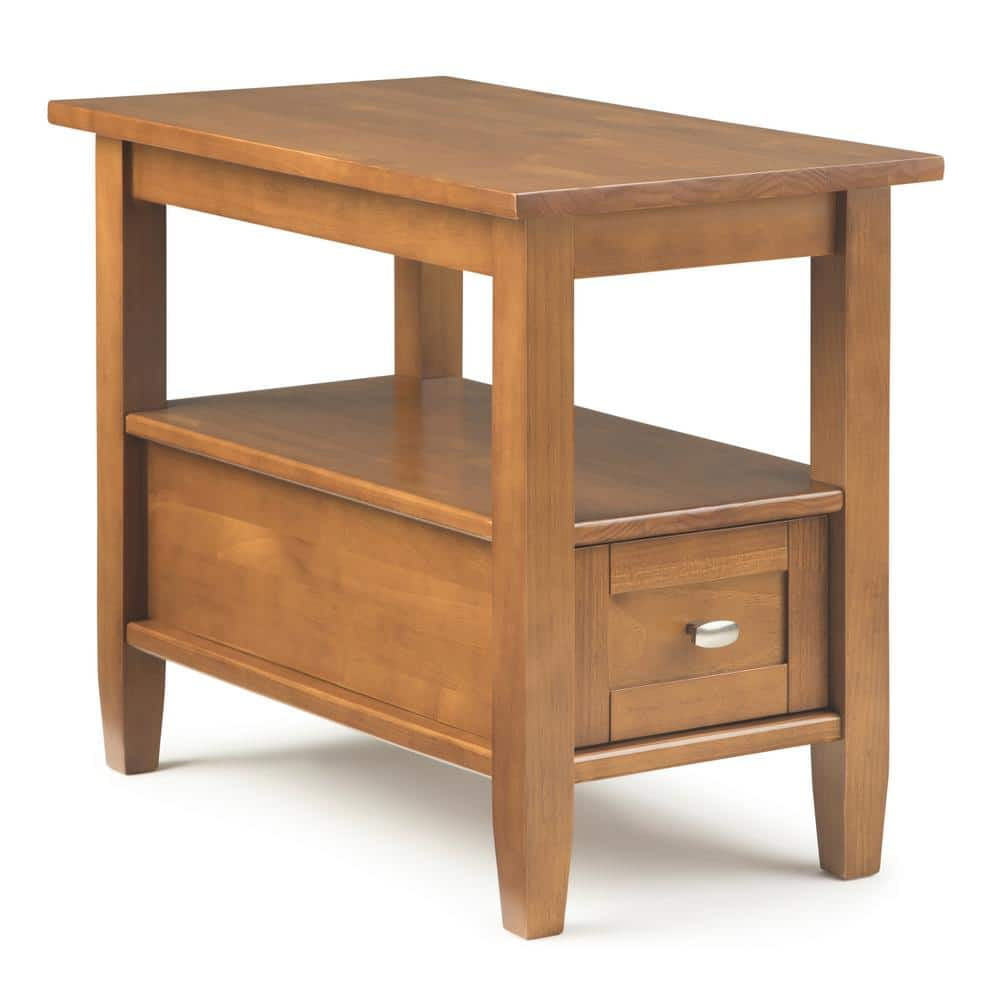 Warm Shaker Solid Wood 14 in. Wide Rectangle Transitional Narrow Side ...