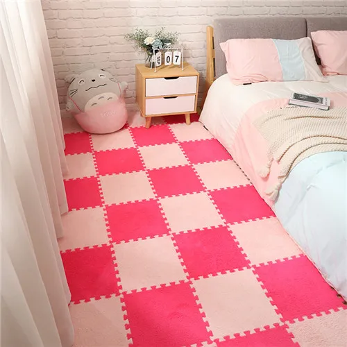 Warm and Soft Plush Carpet with Interlocking Eva Foam Puzzle Pieces for ...