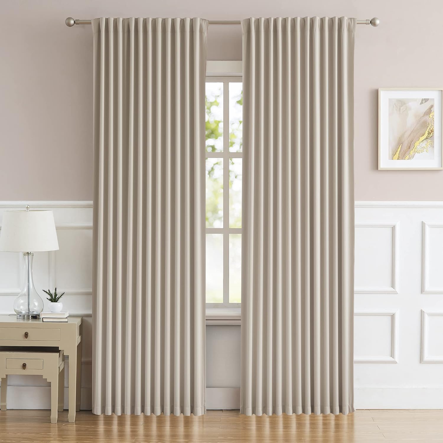 Warm Taupe Back Tab Curtains 84 Inches Long 2 Panels, Pinch Pleated ...