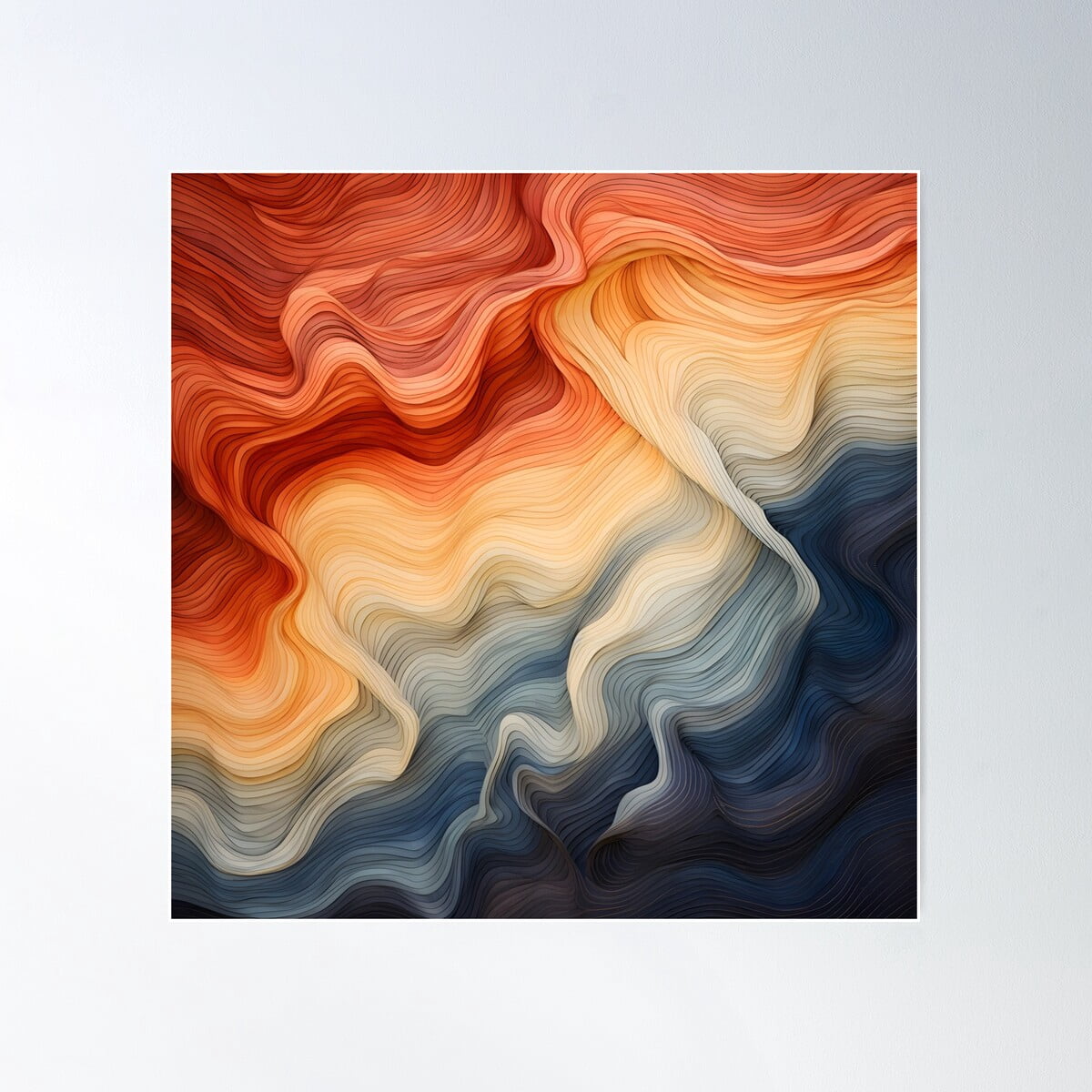Warm-Toned Abstract Wave Desktop Wallpaper Poster Wall Art, Modern Wall ...