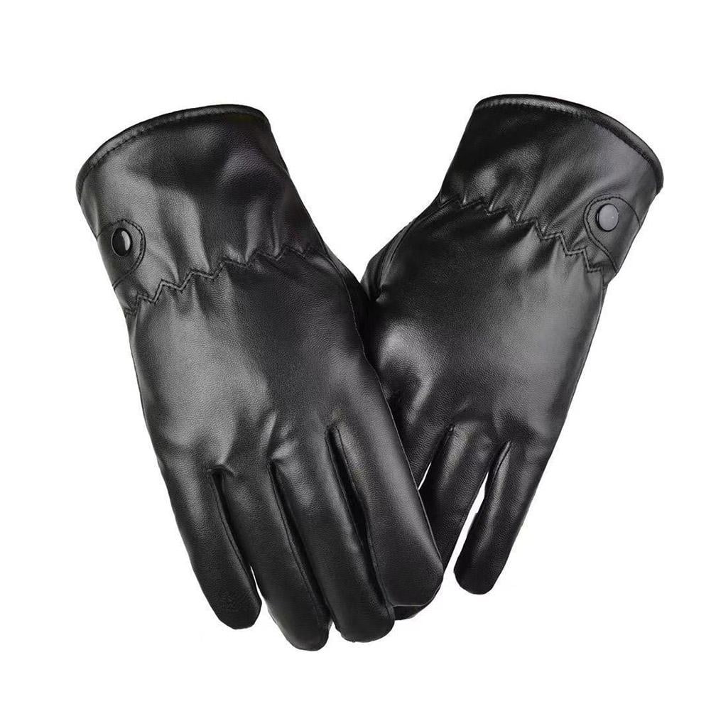 Warm Velvet PU Leather Gloves For Riding Motorcycles Activities ...