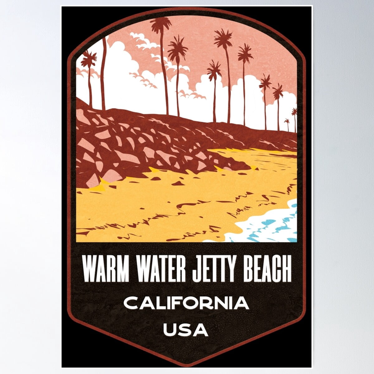 Warm Water Jetty Beach California Poster Wall Art, Modern Wall Decor ...