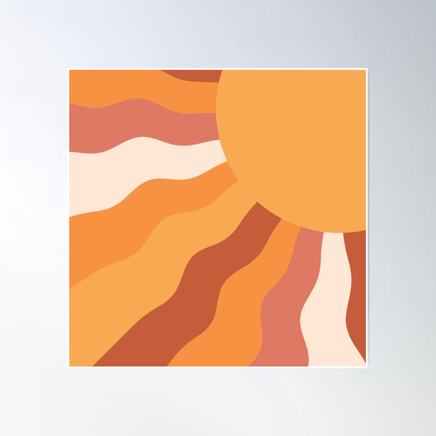 Warm Wavy Sun Rays - Retro Earth Tones Poster Wall Art, Modern Wall ...