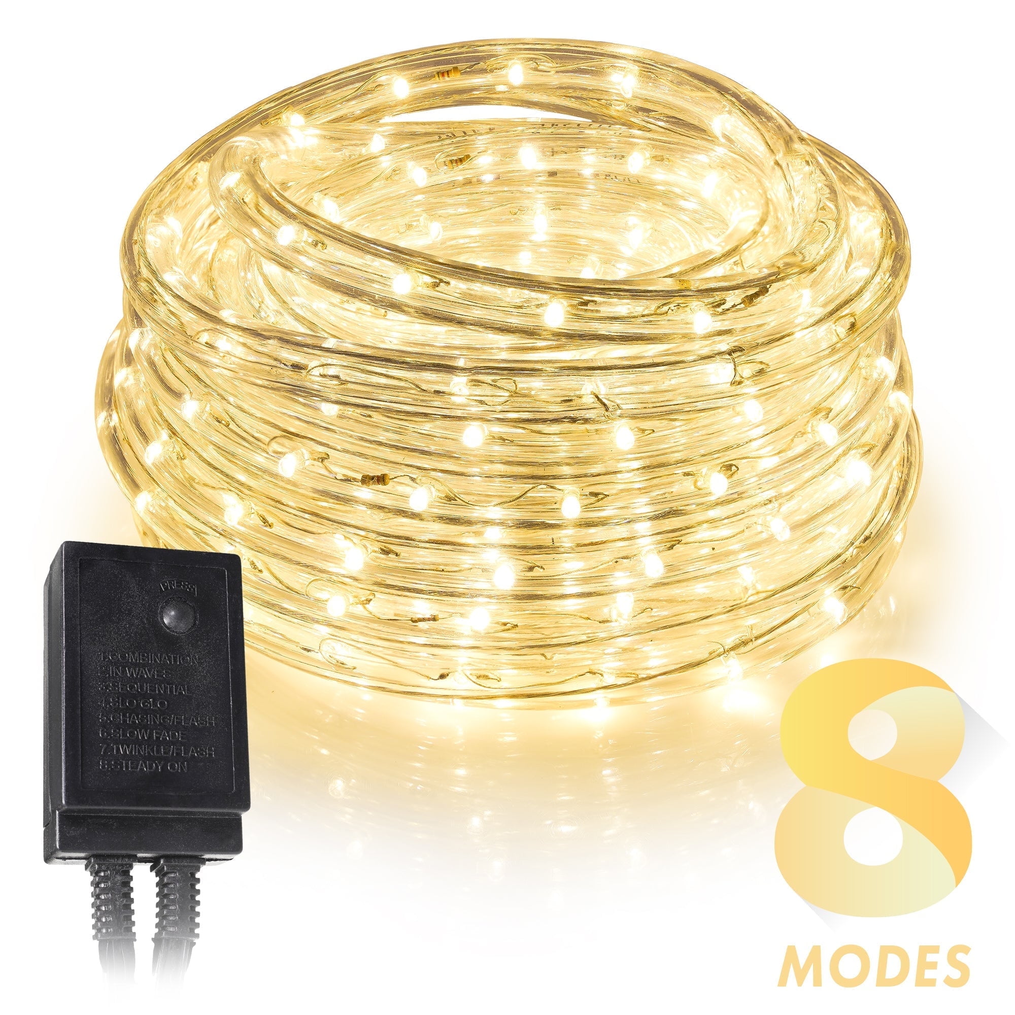 West Ivory 1656LEDs, 150ft Warm White LED Rope Light w/ 8 Mode 1/2 ...