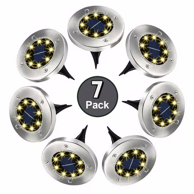 Warm White 7 Pack Disk Lights Waterproof In-Ground Outdoor Landscape ...