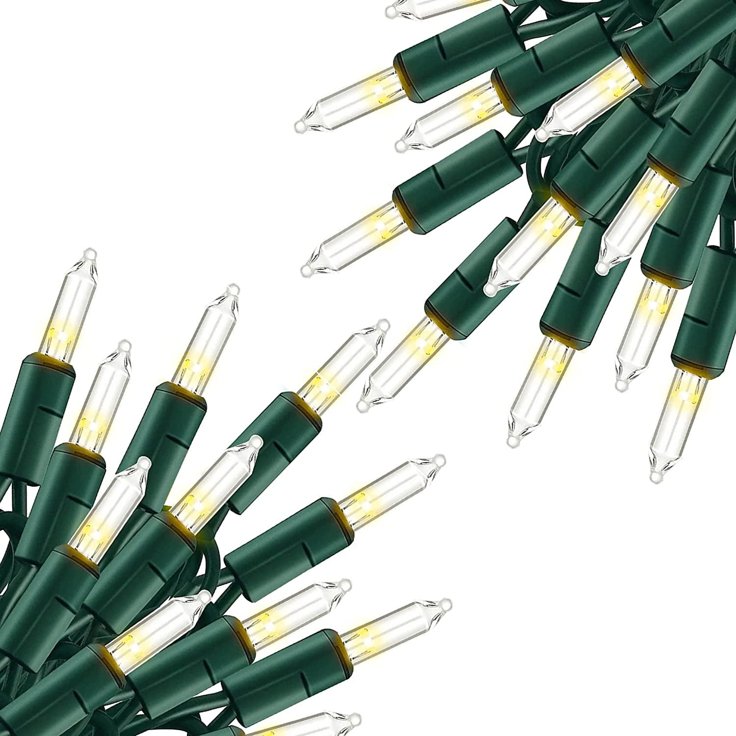 Warm White Christmas Lights, 2 Pack Total 40FT 200 Count Incandescent ...