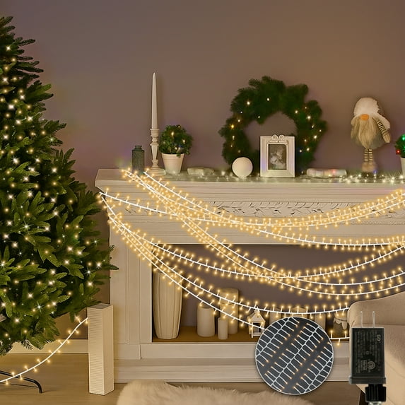Warm White Christmas Mini Lights,Outdoor Cluster Light，750 LED ...