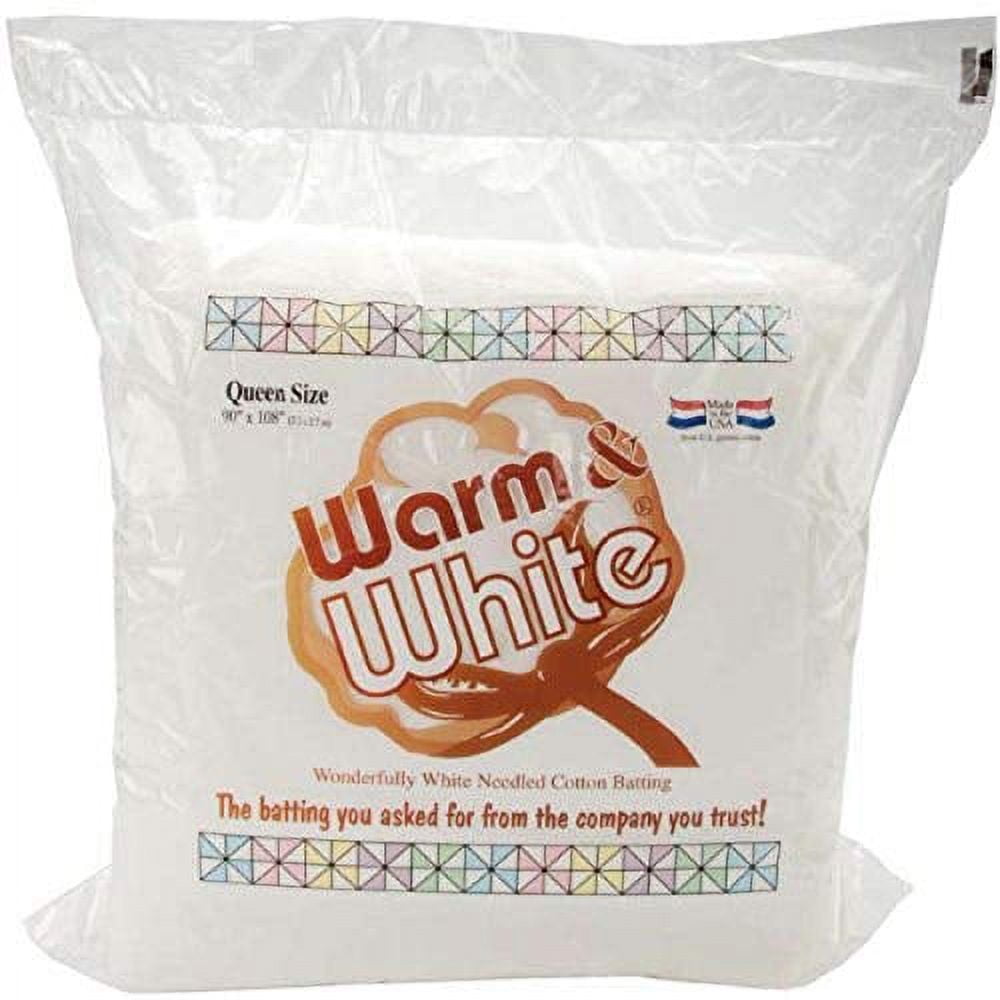 Warm & White Cotton Batting (90'' x 108'') Queen Size - Walmart.com