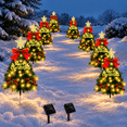 Warm White Green Tree 8 Pack Solar Pathway Lights Outdoor Holiday Decor ...