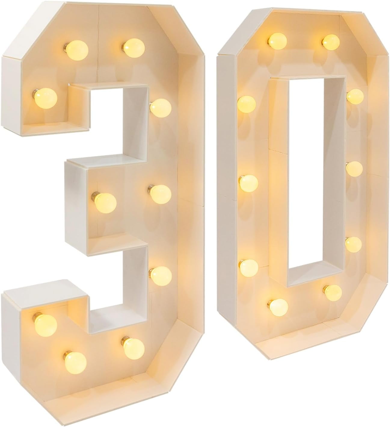 Warm White LED Light Up Numbers 30, 39.4" Large Number Sign for 30th ...