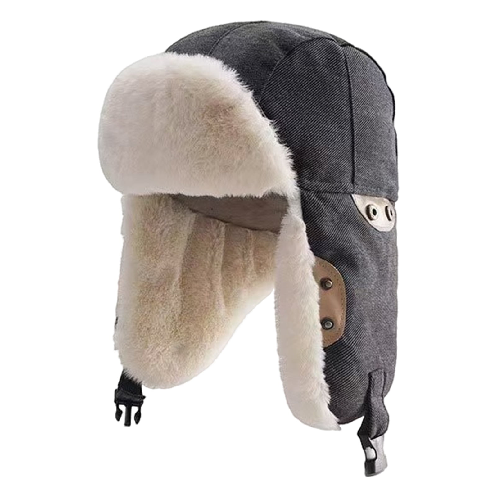Warm Winter Hat with Plush Lining Winter Lei Feng Hat with Fuzzy Faux ...
