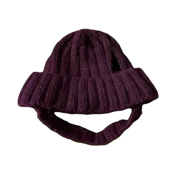 Warm Winter Knit Dog Beanie with Ear Flaps Soft Breathable Cozy Hat ...