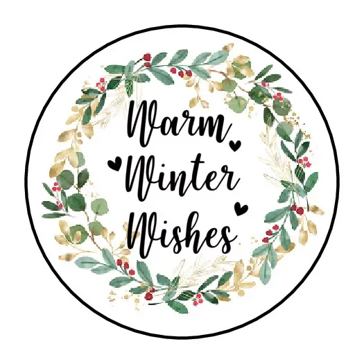 Warm Winter Wishes Thank You Order Stickers Phone Decal Water Bottle ...
