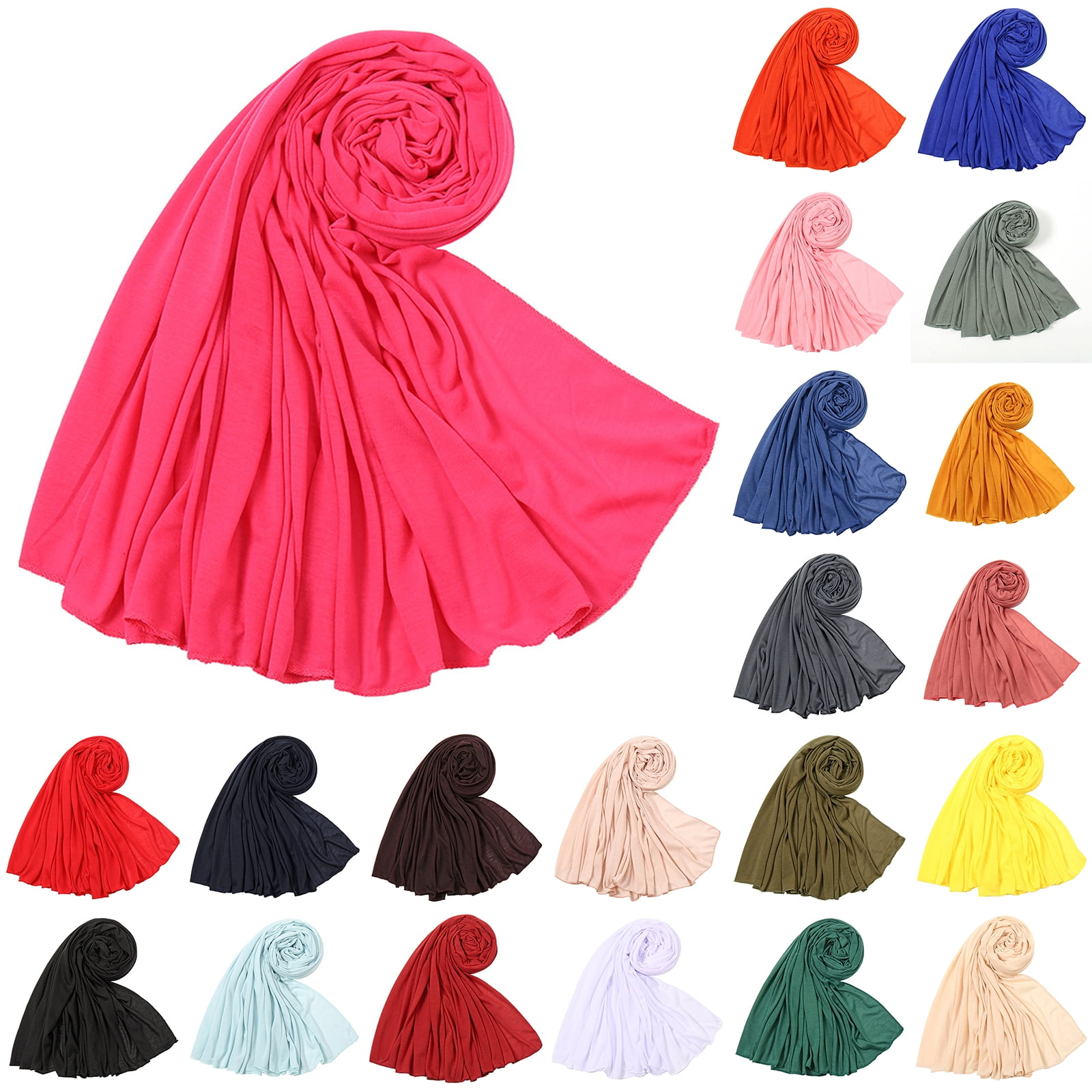 Warm Women's Solid Color Long Scarf Headscarf Versatile Wrap for Fall ...