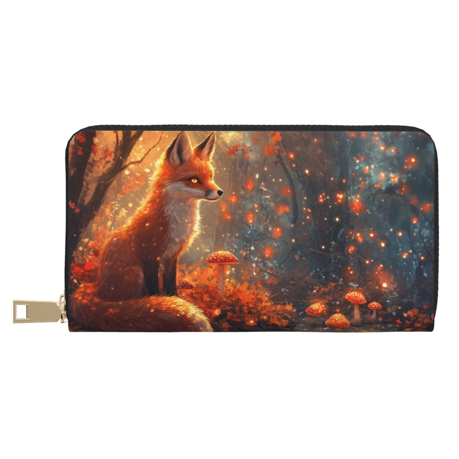 Warm Yellow Autumn Maple Tree Fox Wallet Women, Leather Bifold Multi ...