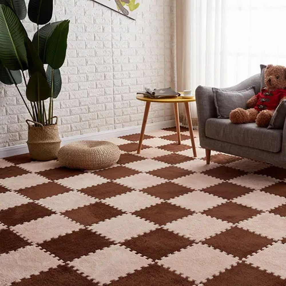 Warm and Soft Plush Carpet with Interlocking Eva Foam Puzzle Pieces for ...