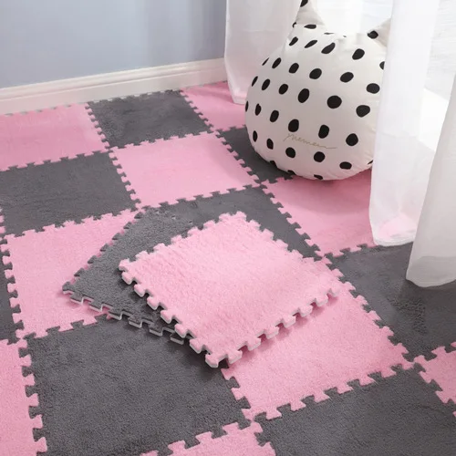 Warm and Soft Plush Carpet with Interlocking Eva Foam Puzzle Pieces for ...
