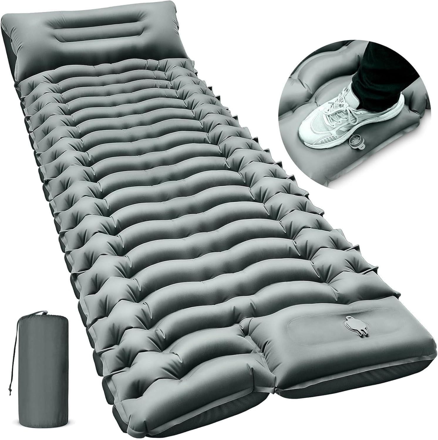 WarmH Camping Sleeping Pad, Ultralight Camping Mat with Pillow Built-in ...