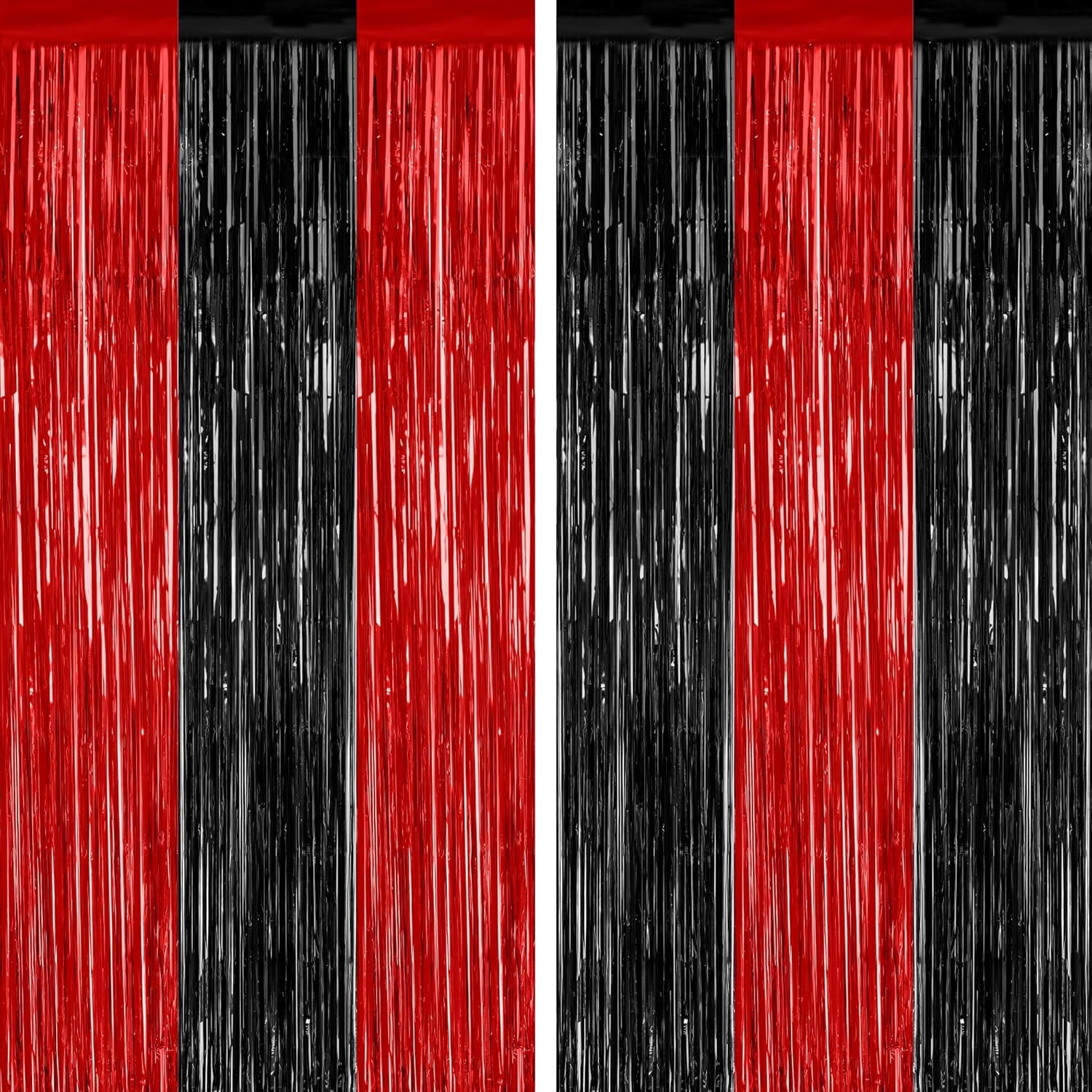 WarmHaven 2 Pack Backdrop Curtains, 3.28 FT x 7.05 FT Black and Red ...