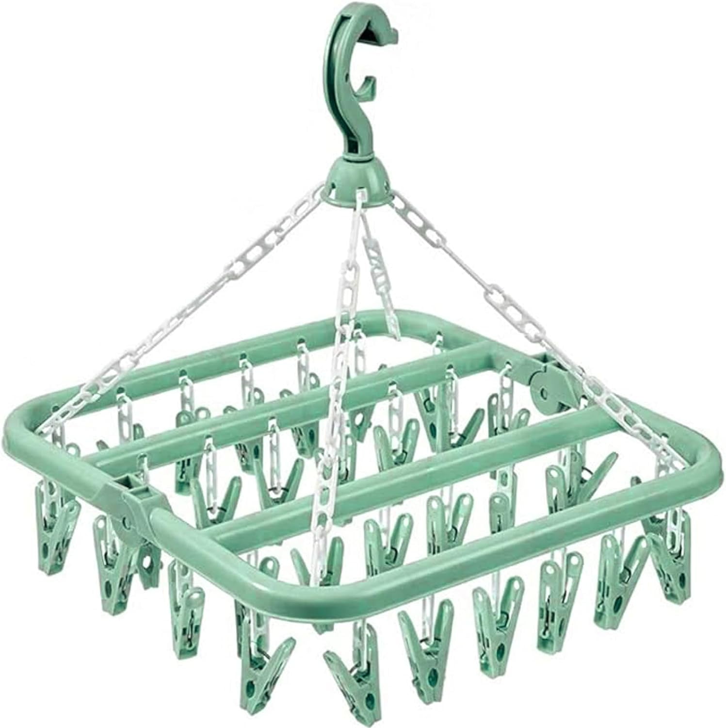 WarmHaven Clothes Drying Hanger with 32 Clips and Drip Foldable Hanging ...