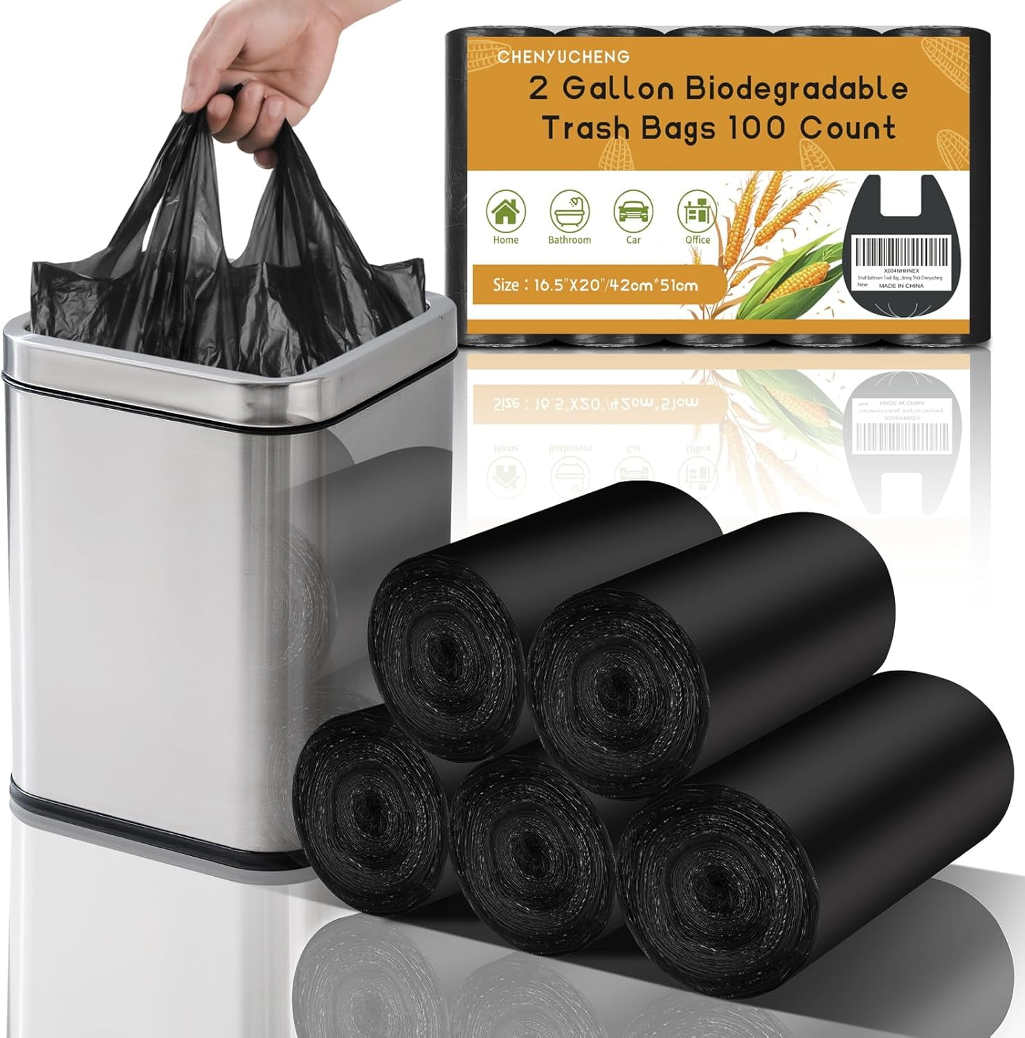 WarmHavenSmall Bathroom Trash Bags 2 Gallon - Black Mini Garbage Bags ...