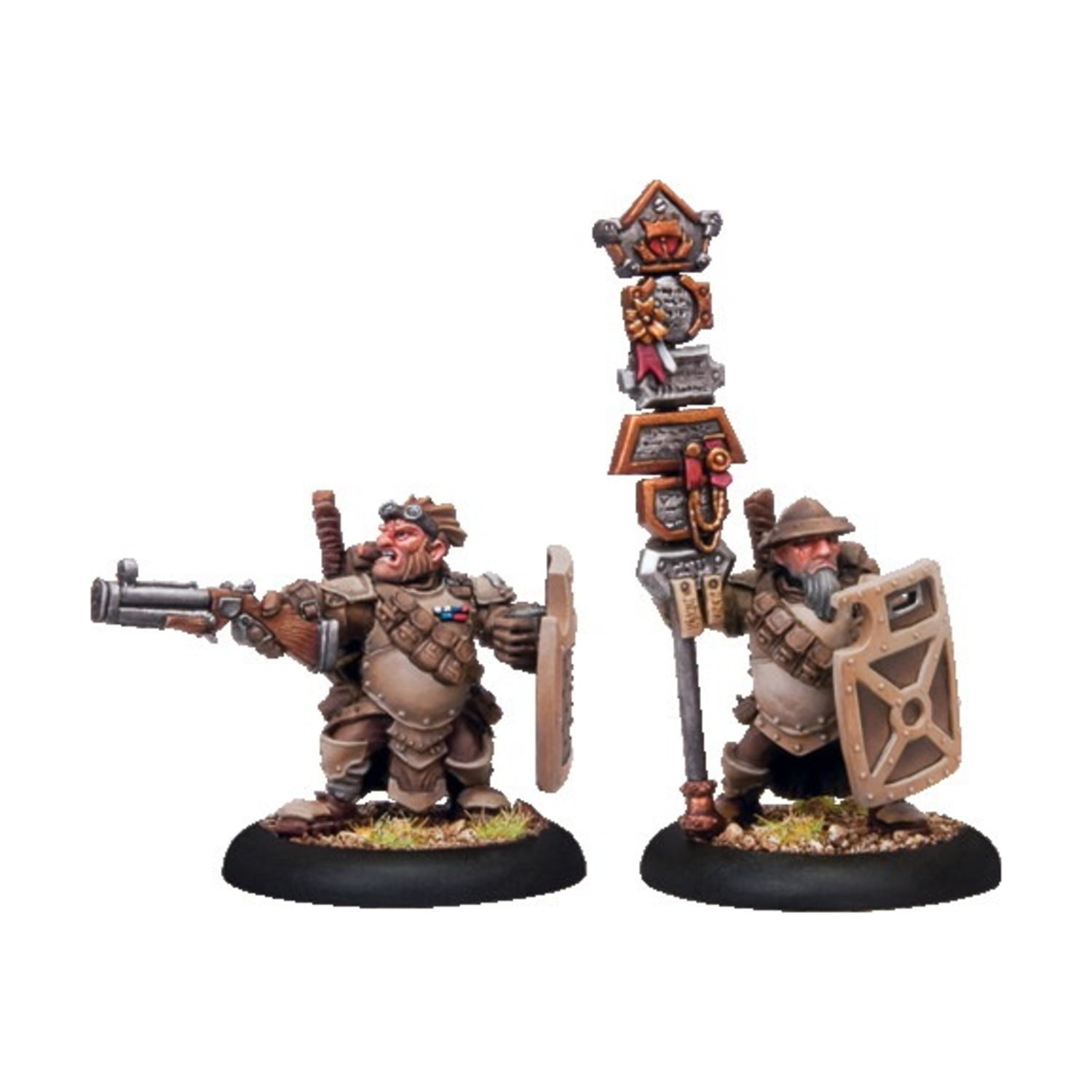 Warmachine: Mercenaries - High Shield Gun Corps Off & Standard Bearer ...