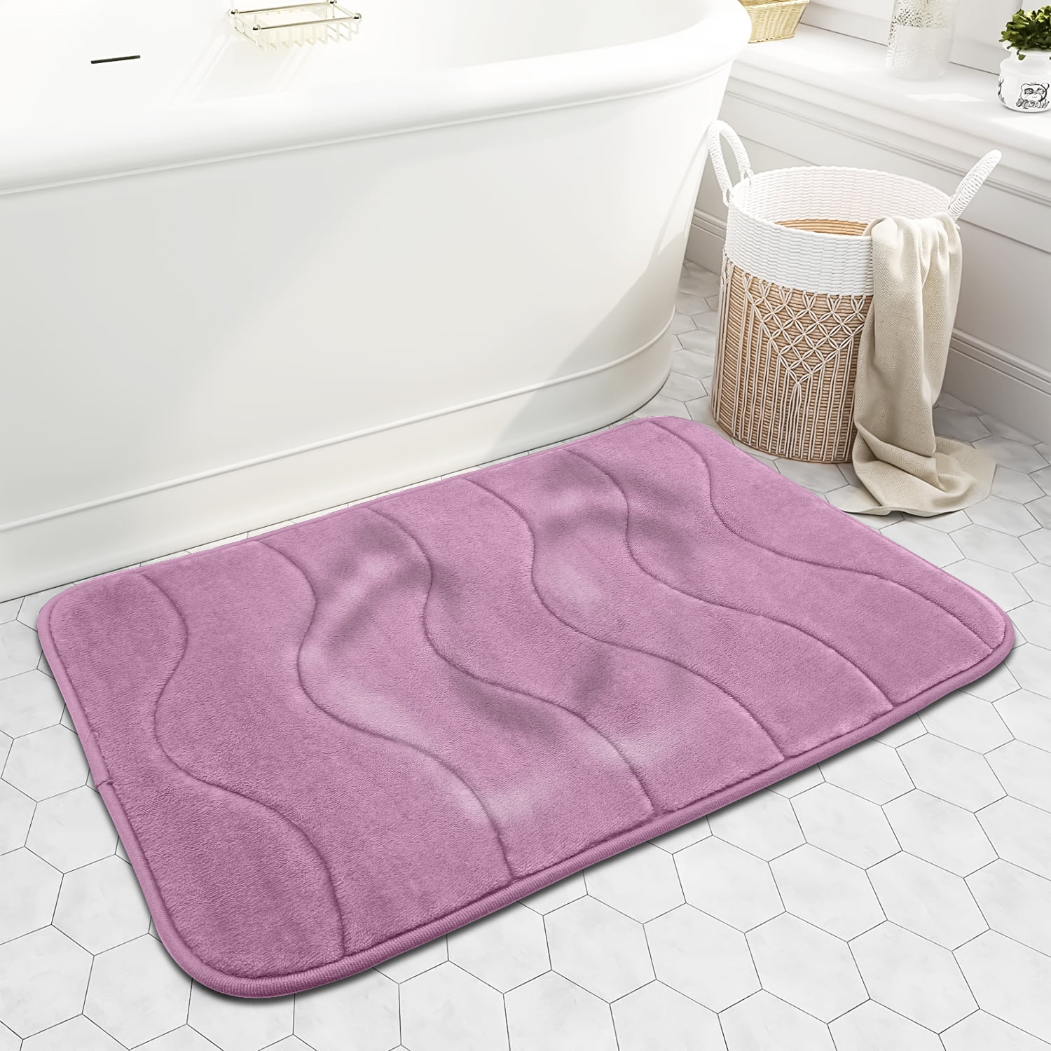 Warmgifts Memory Foam Bath Rugs Absorbent Shower Mat, 24 x 17 Inch ...