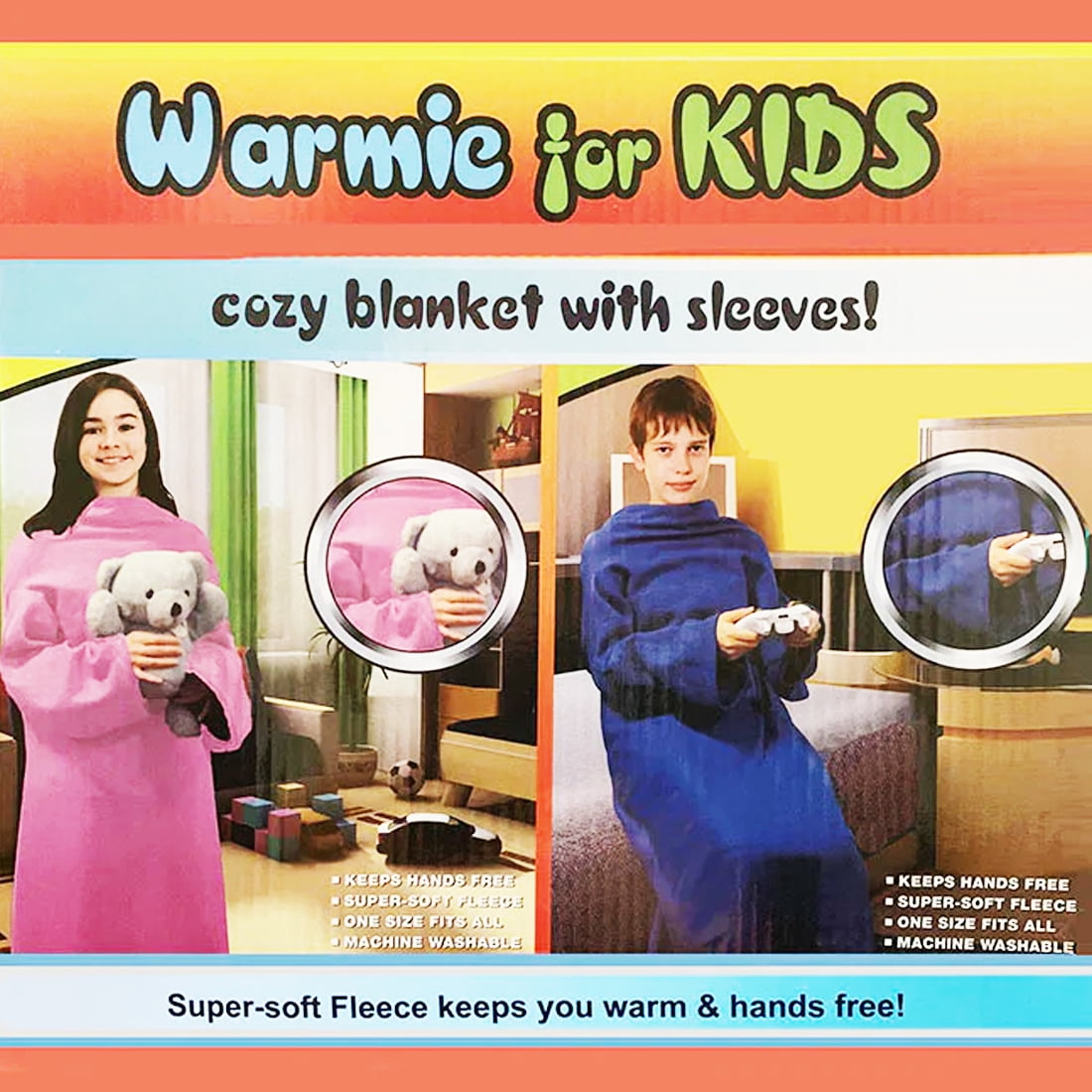 Warmie - Kids Soft Cozy Wearable Blanket with Sleeves Watching TV ...