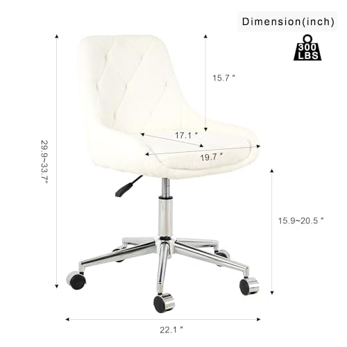 Warmiehomy Teddy Home Office Chair, Modern Cute Desk Chair with Wheels ...
