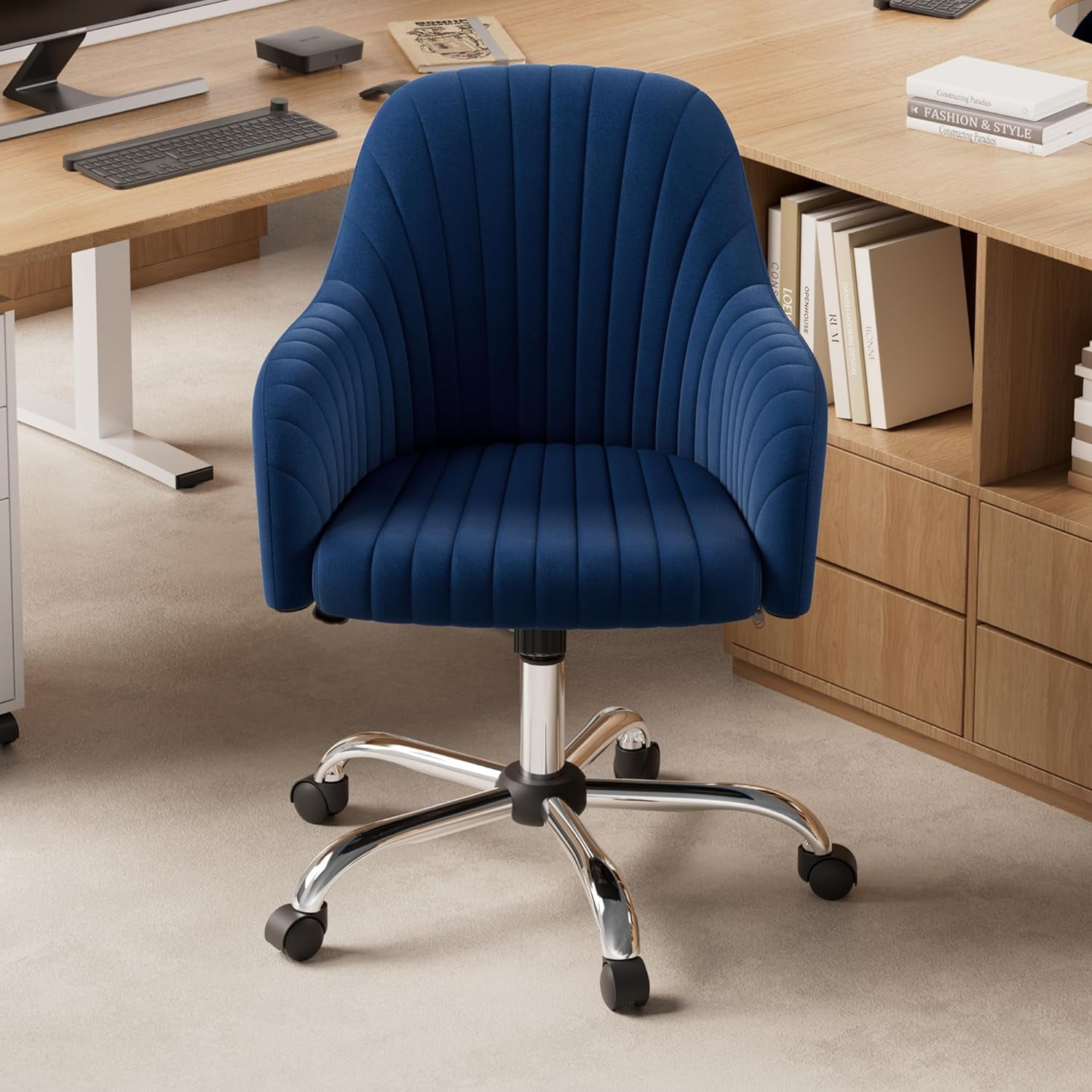 Warmiehomy Upholstered Velvet Office Chair, Modern Home Office Chair ...