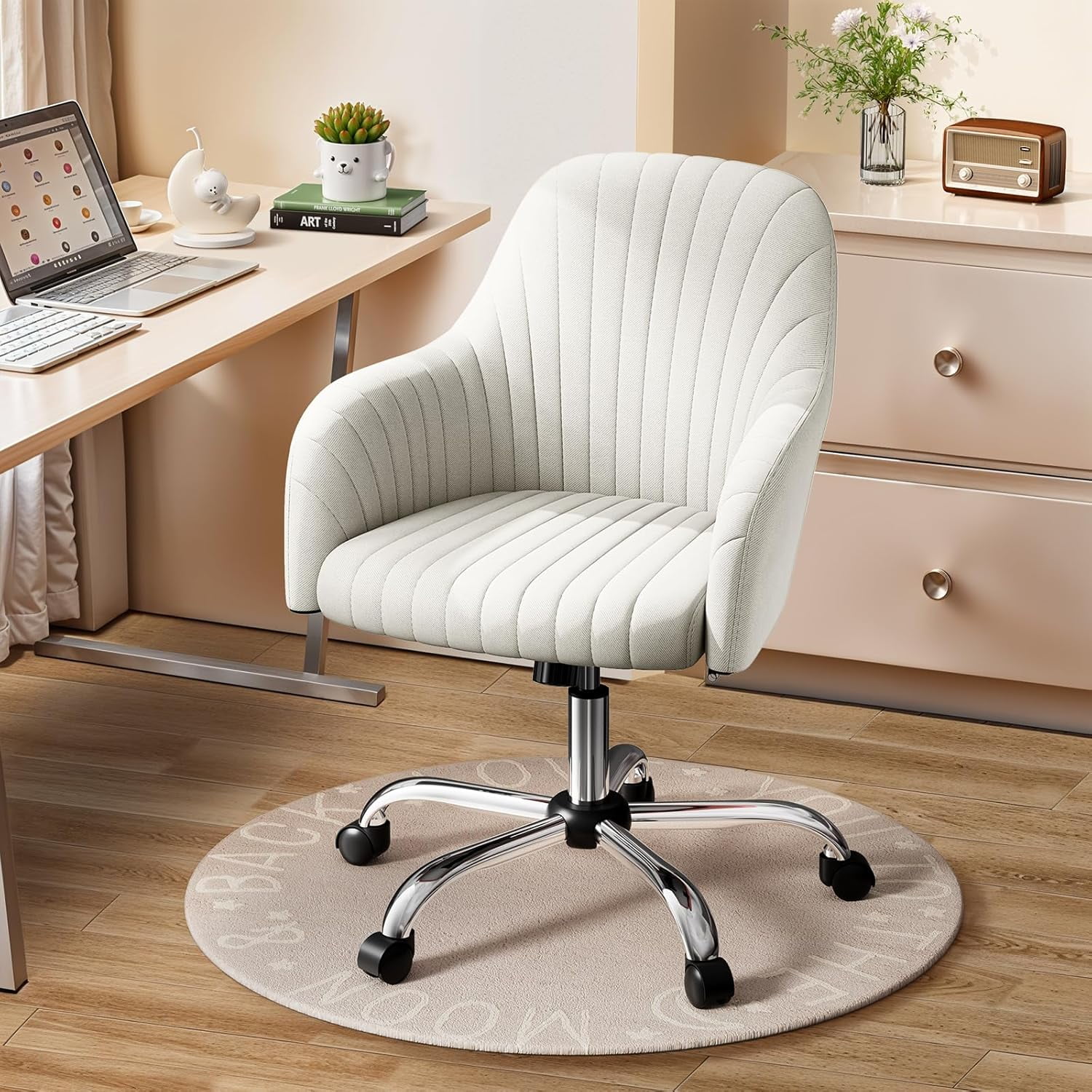 Warmiehomy Velvet Desk Chair Modern Home Office Chair Comfy Vanity ...
