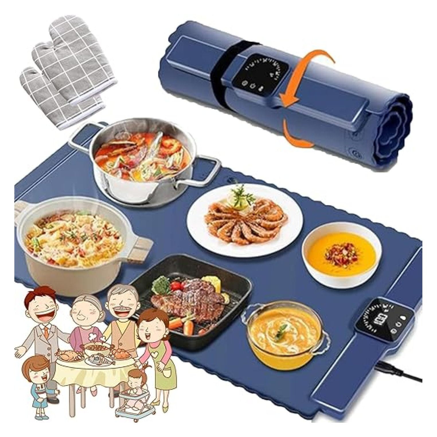 Warming Mat Adjustable, Electric Food Warming Tray 240W, Fast Heating ...