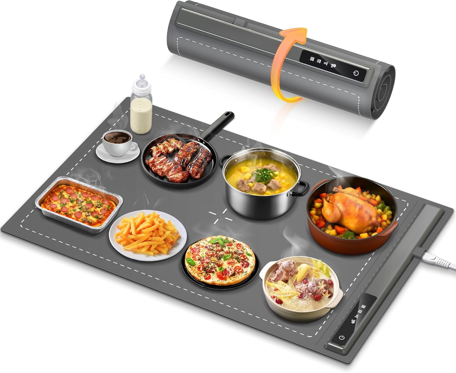 Warming Mat for Food,10s Rapid Warm Food Warming Mat,3-Temp Portable ...