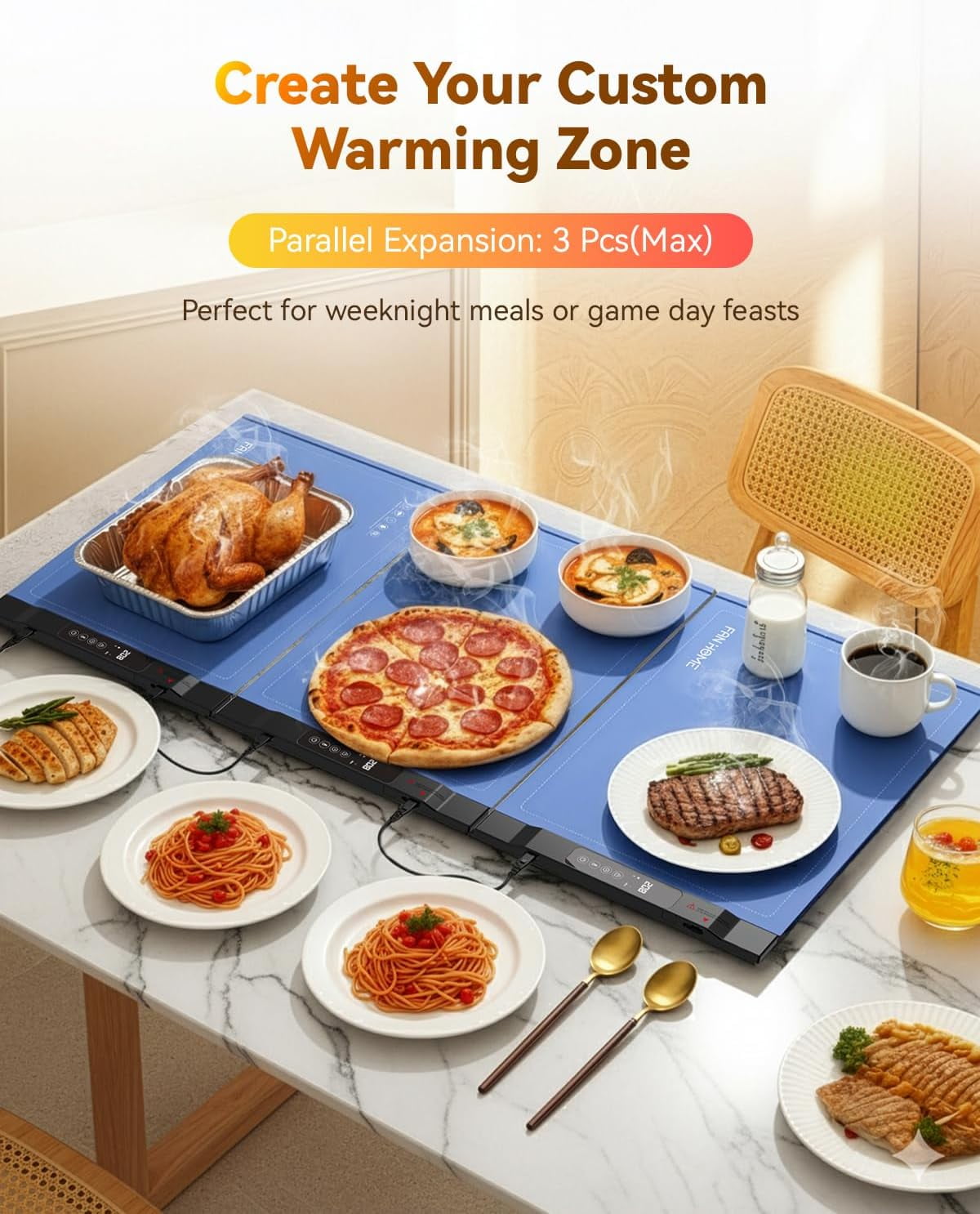2-Pack Electric Warming Trays with 7 Temperature Settings and 6-Hour ...