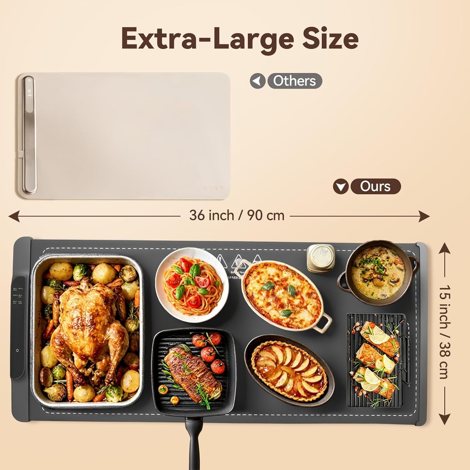 Warming Mat For Food Extra Large 36"x15", Electric Warming Tray with 14 ...