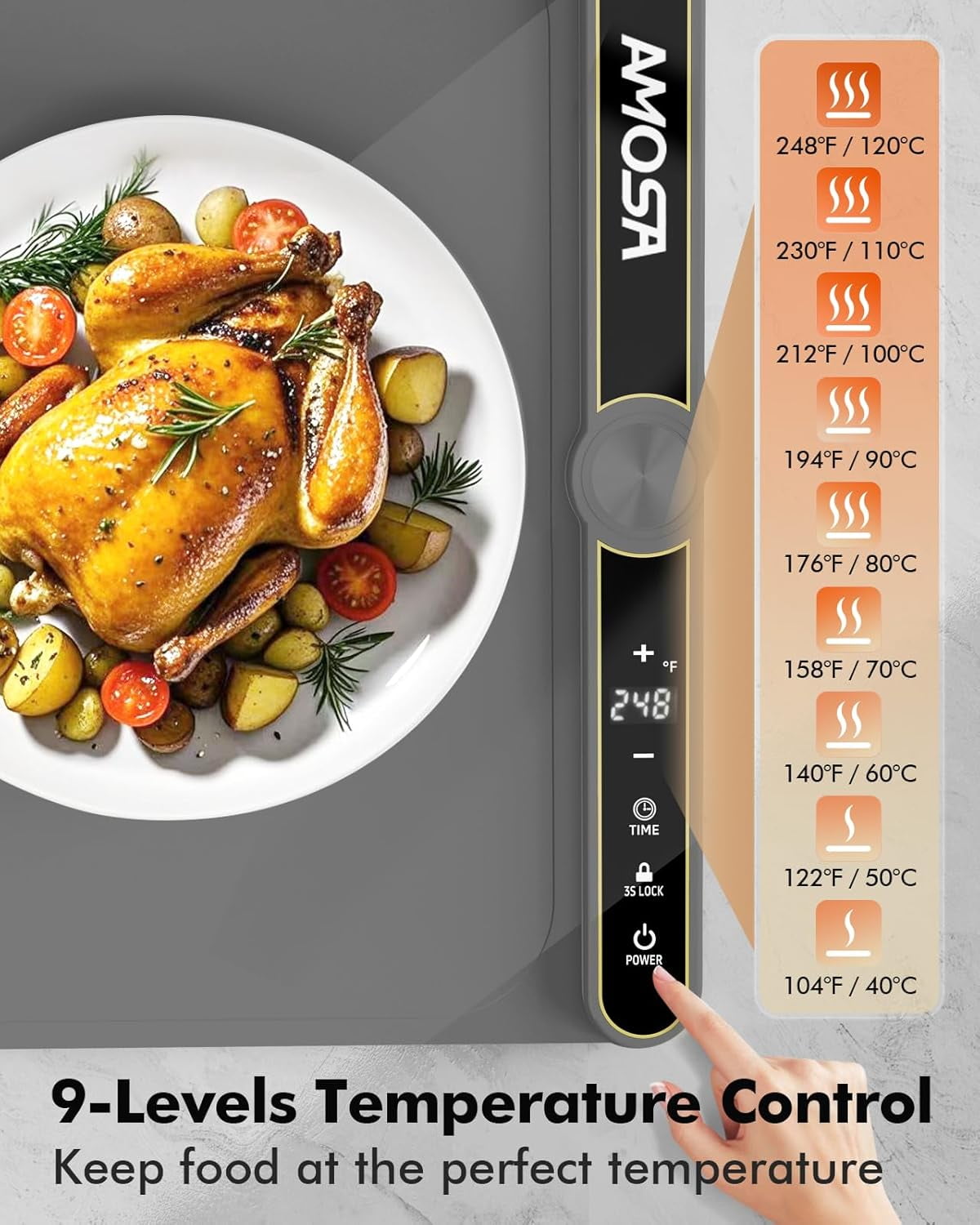 Warming Mat for Food, Fast Heating Electric Food Warmer with 9 Level ...