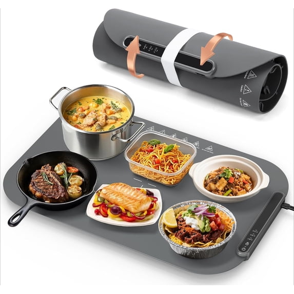 Warming Mat for Food, Food Warmer with 4 Level Adjustable Temperature ...
