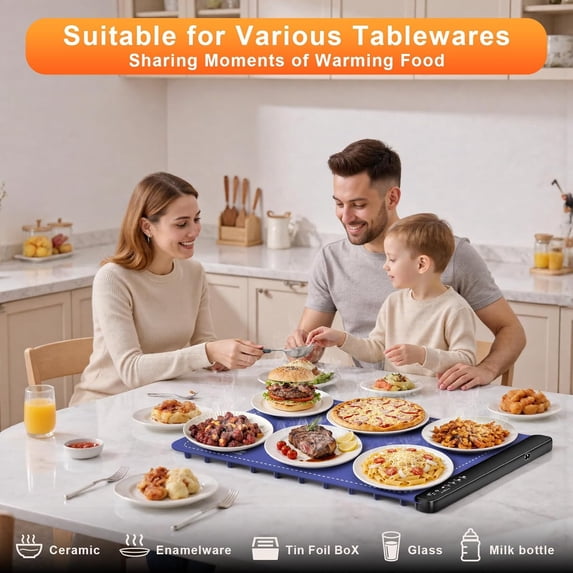 Warming Mat for Food and Kitchen Utensils Set, Wooden Utensil Set with ...