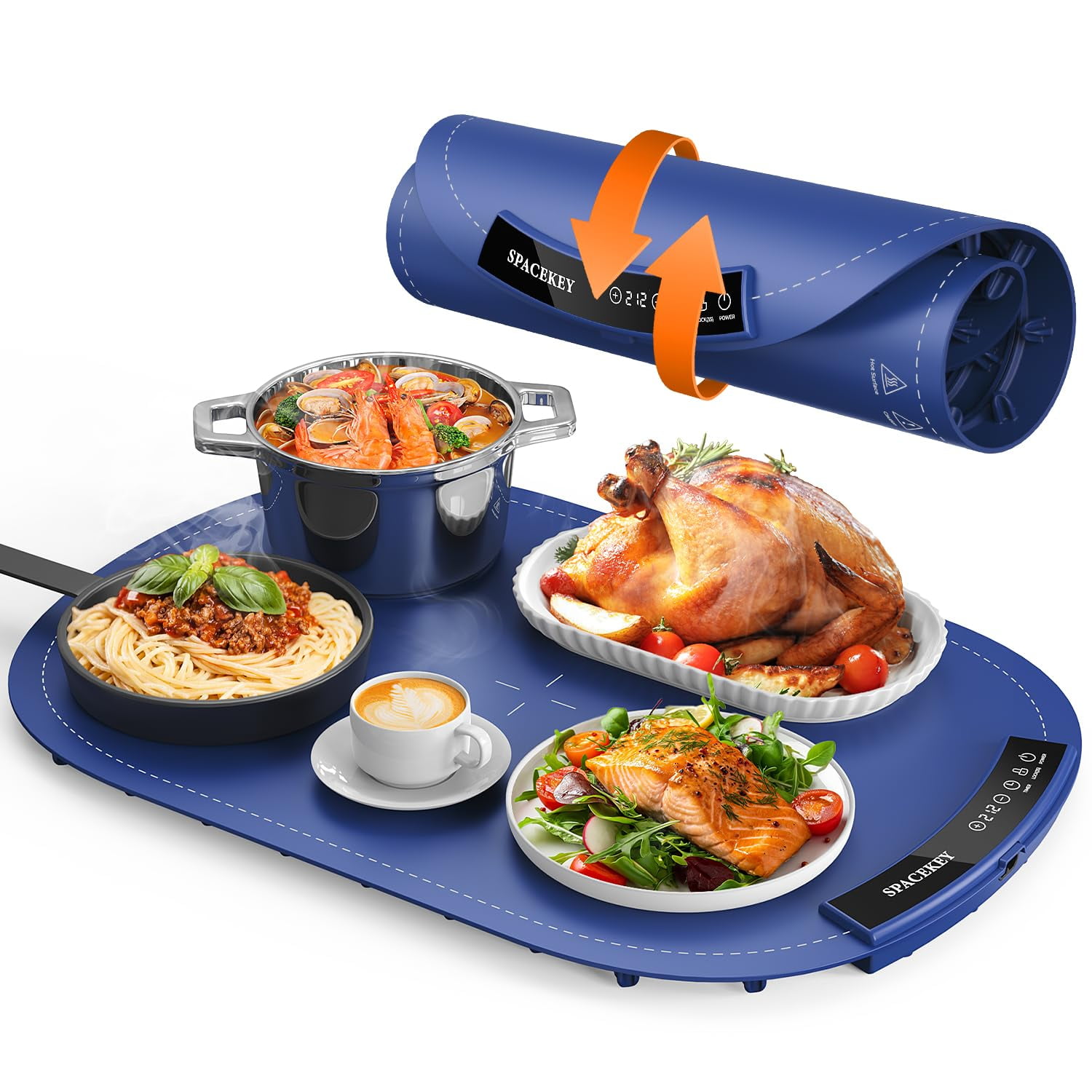 Warming Mat for Food - Roll Up Silicone Electric Warming Tray Full ...