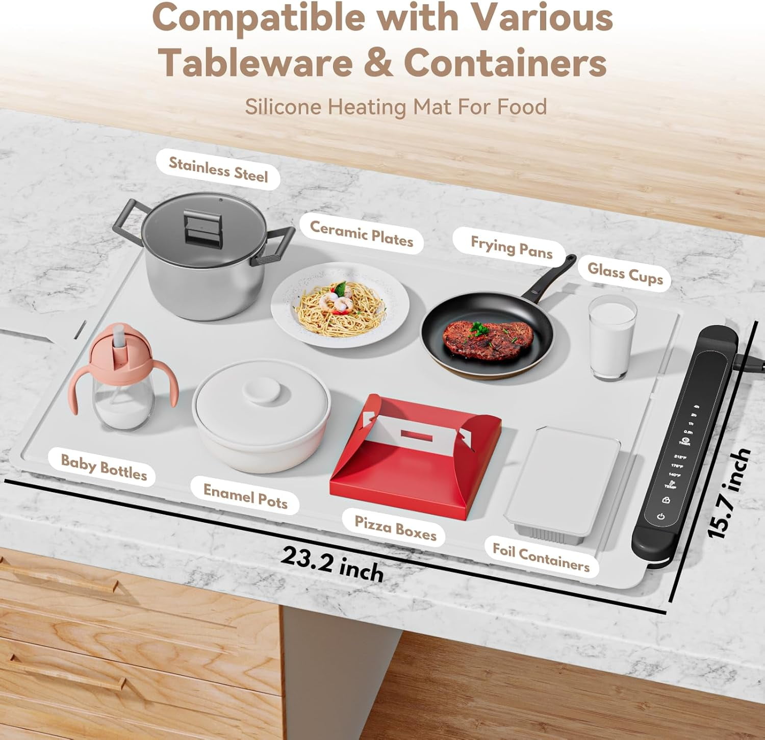 Warming Mat for Food Warmer Pad: 24"X16" Adjustable Foldable Silicone ...