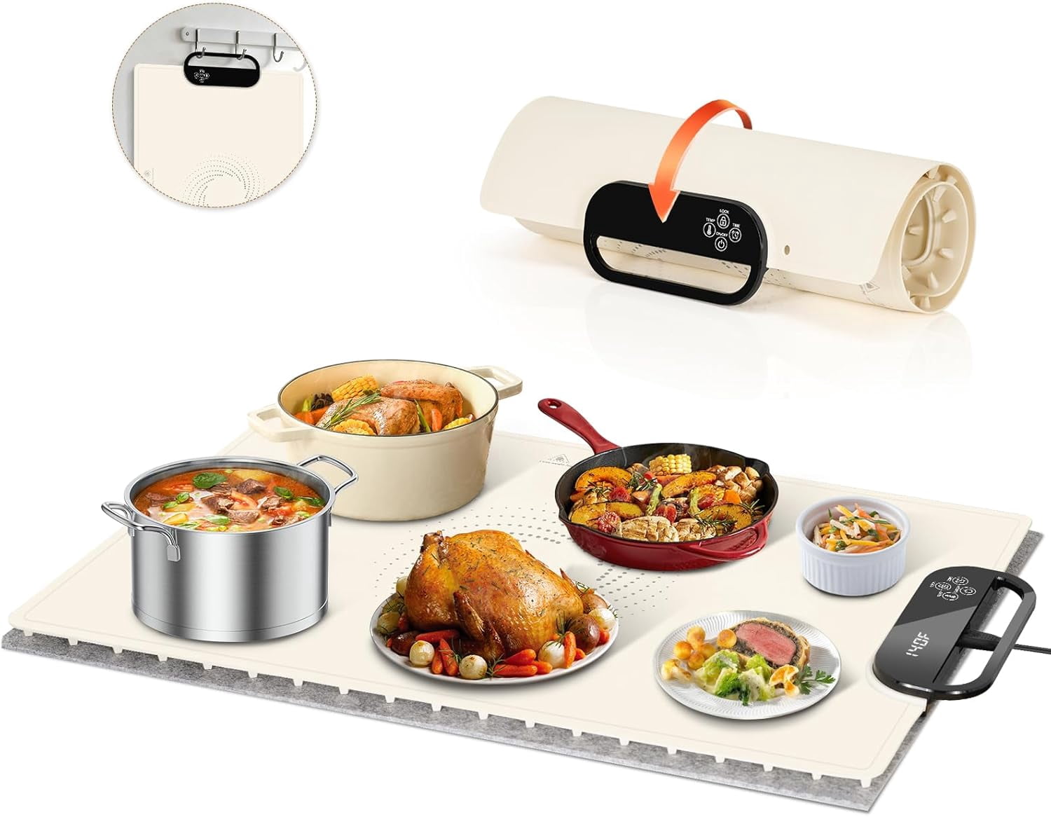 Warming Mat - Heating Warming Tray with 7 Temp Settings, 11-Hour Timer ...