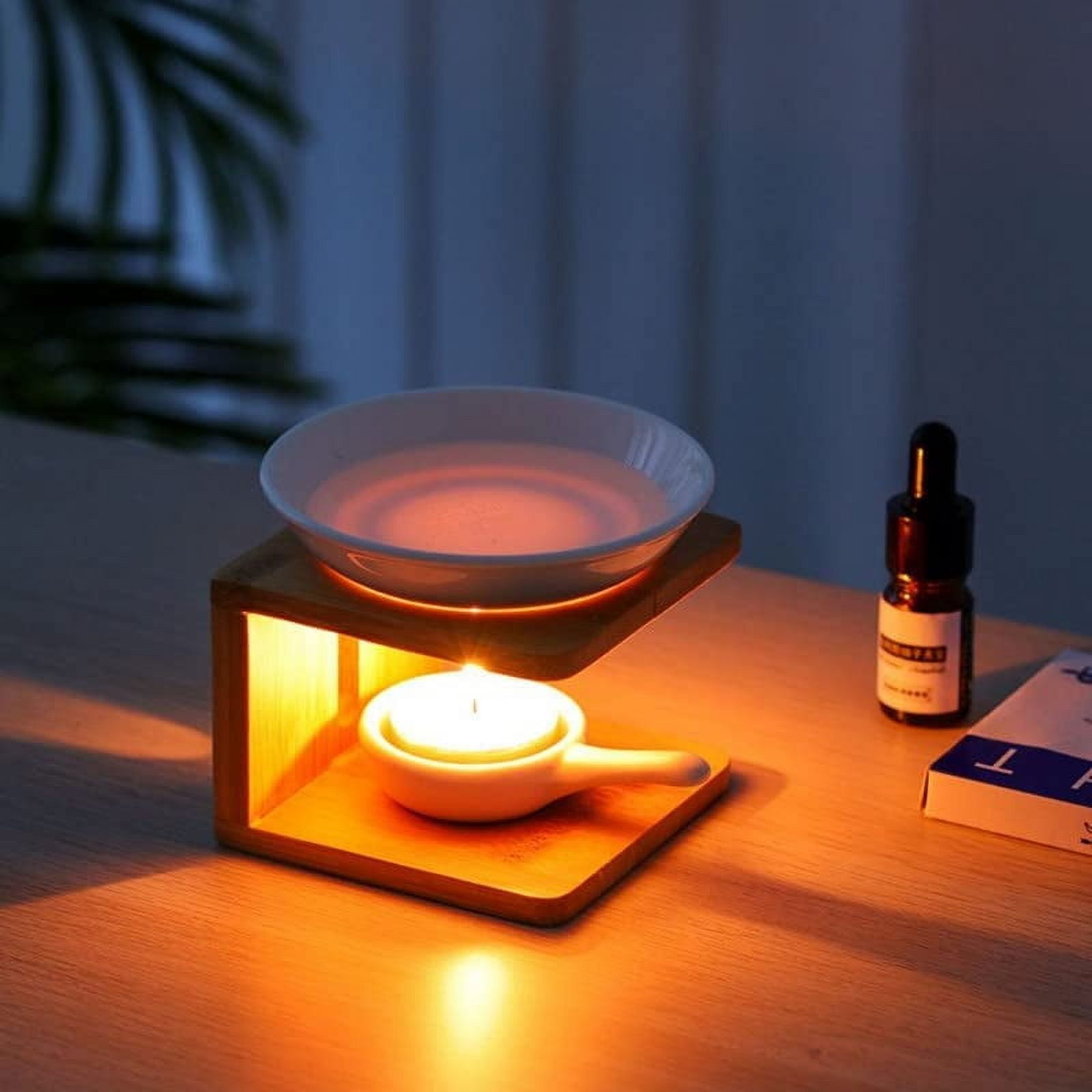Warmself Wooden Essential Oil Burner with Candle Holder, Aromatherapy ...