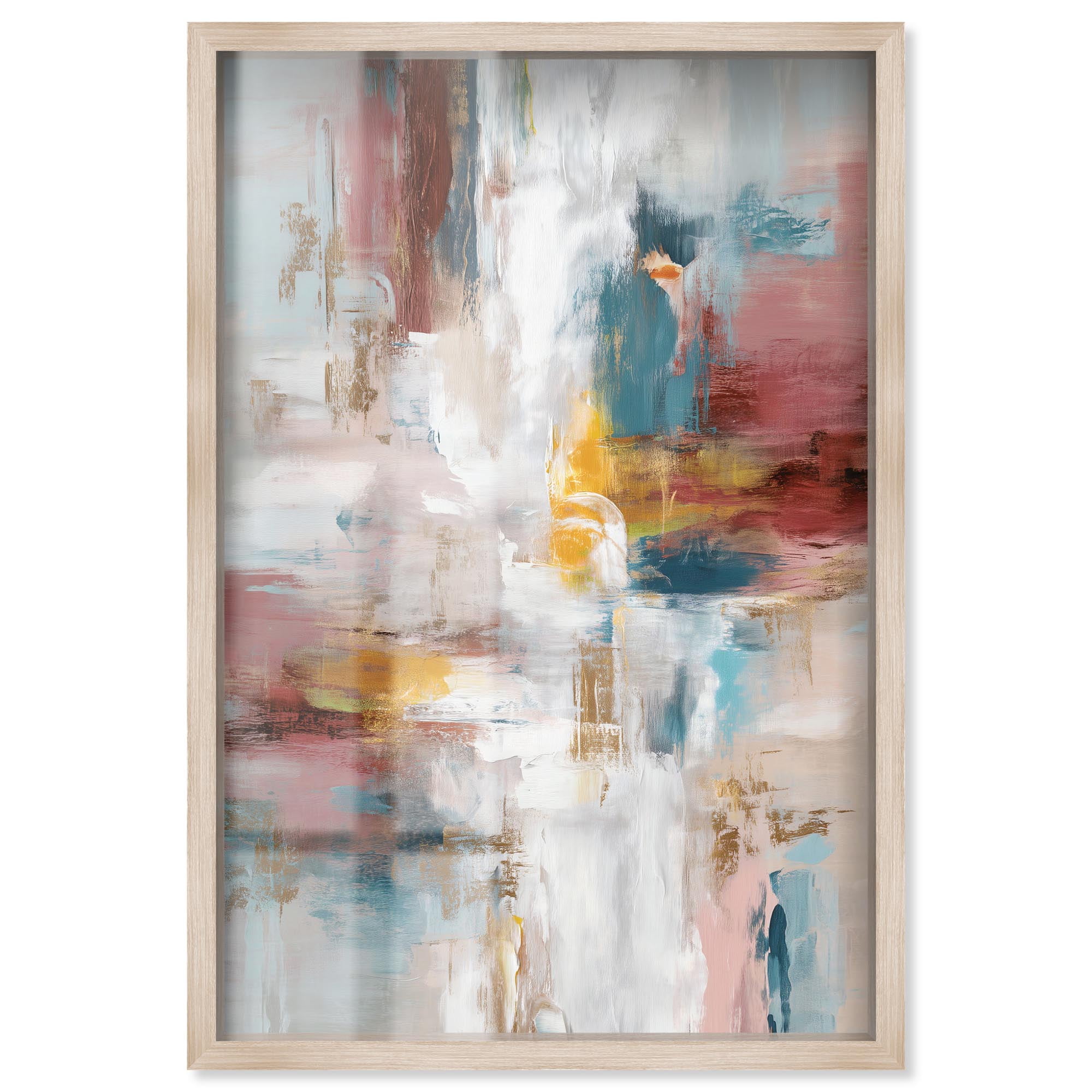 Warmth and cool III Shadowbox Print Modern Wall Decor by Art Remedy, Blonde Frame, 30 x 45 ...